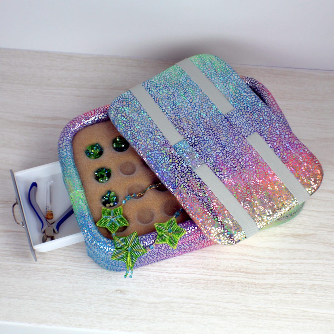 Beading Board With Drawer and Bead Wells – Portable Bead Organizer ...