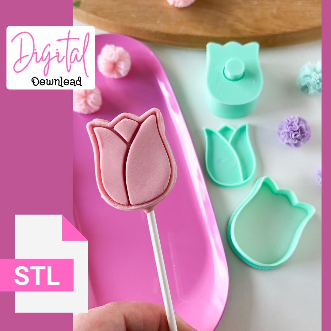 Tulip Flower Cake Pop With Stamps and Cutters Set STL FILE - Etsy