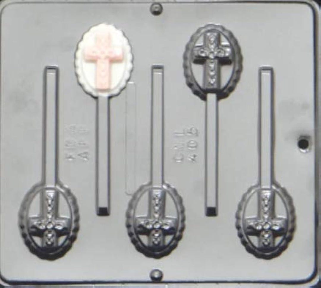 Cross on Oval Lollipop Chocolate Candy Mold Religious, Baptism ...