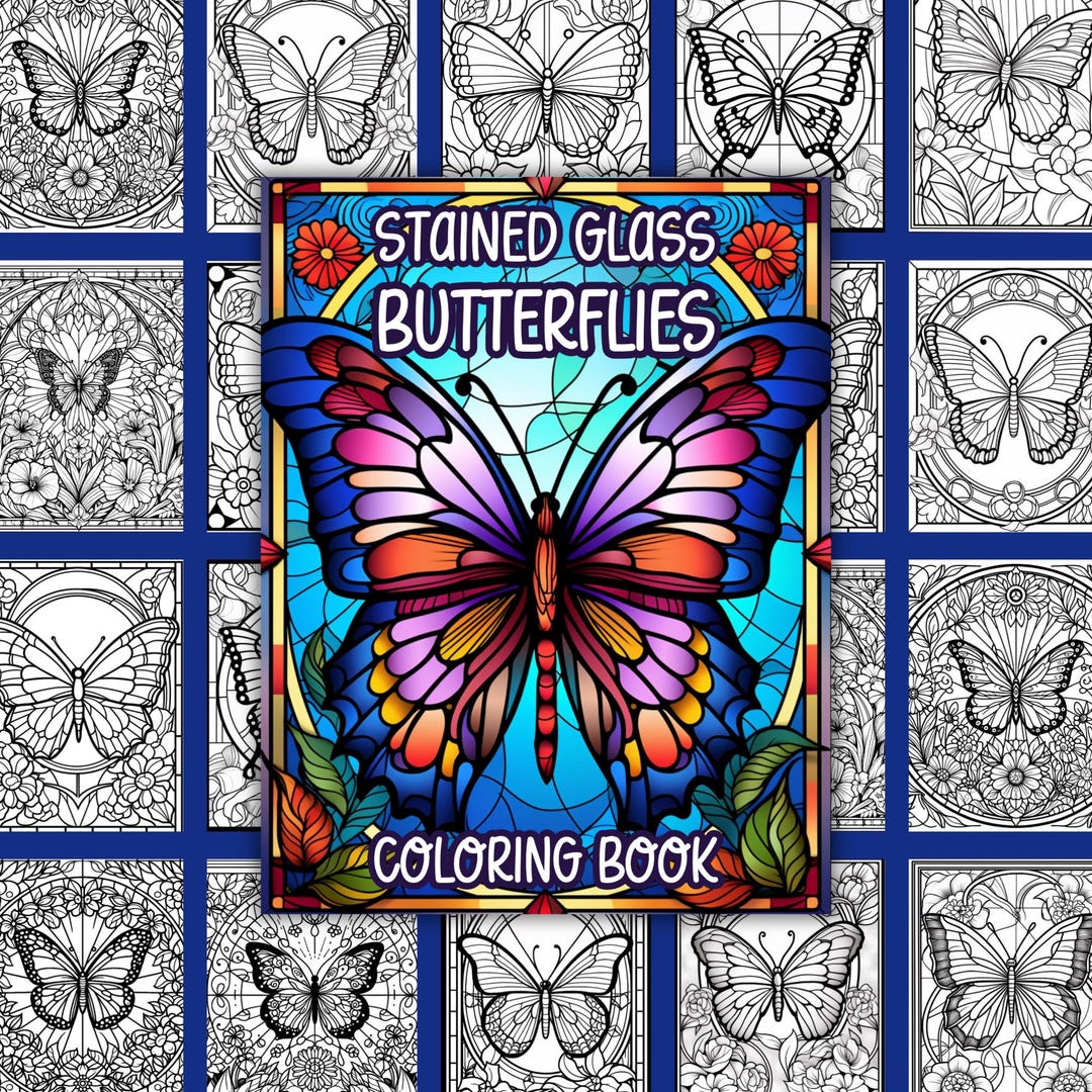 Stained Glass Butterflies: 50 Intricate Designs for Coloring - Window ...