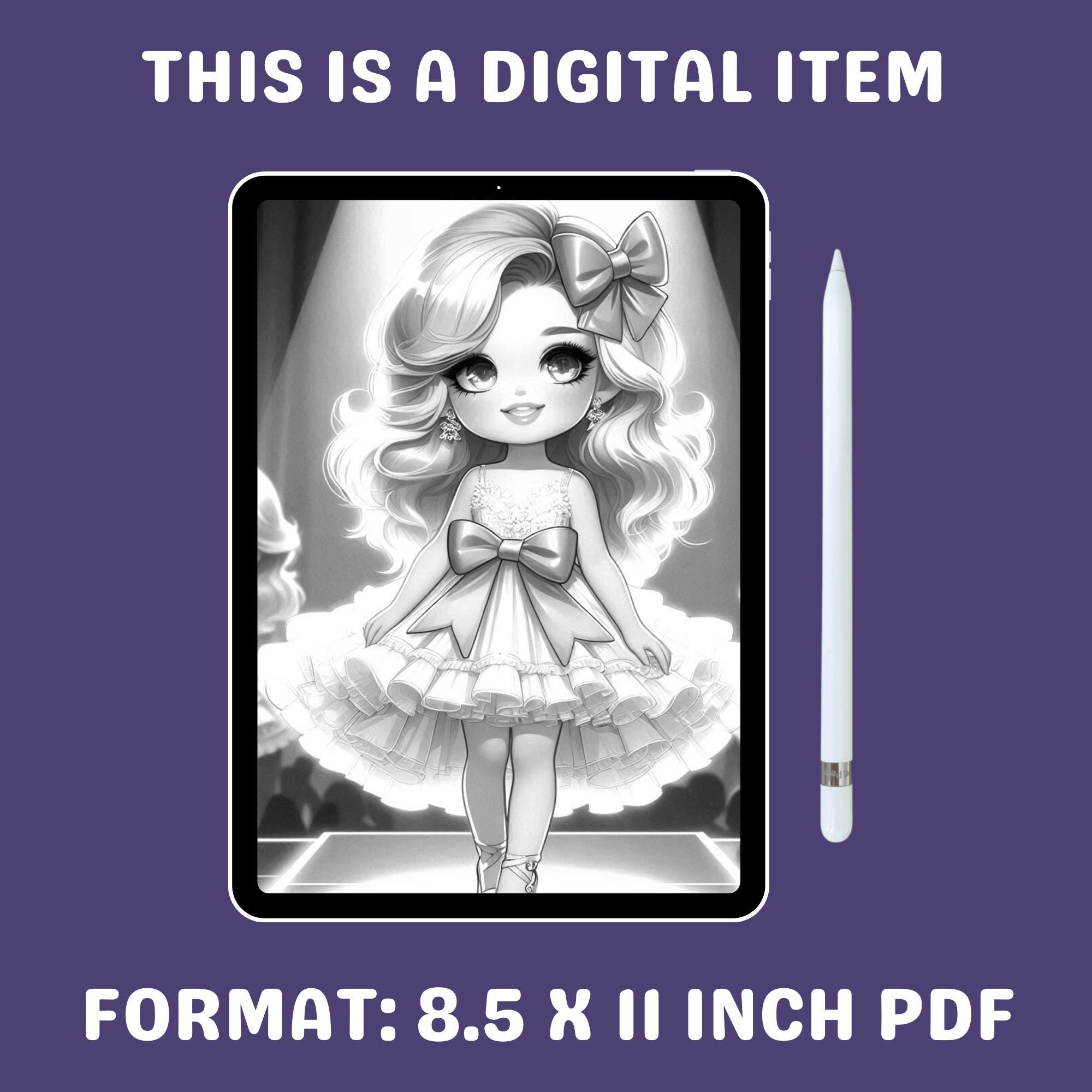 Little Miss Grayscale Coloring Book Chibi Pageant Princess 50 Designs ...