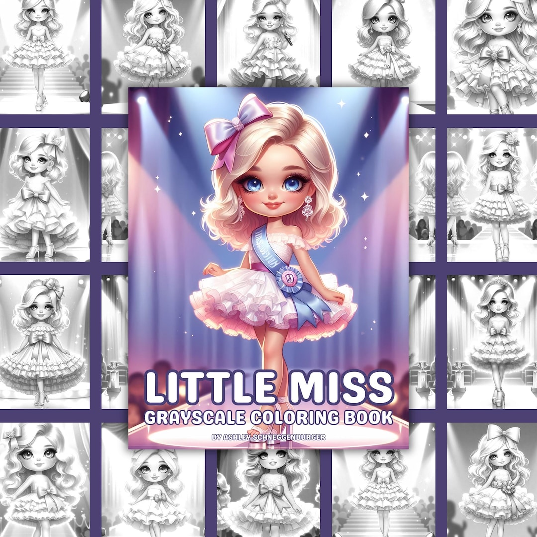 Little Miss Grayscale Coloring Book Chibi Pageant Princess 50 Designs ...
