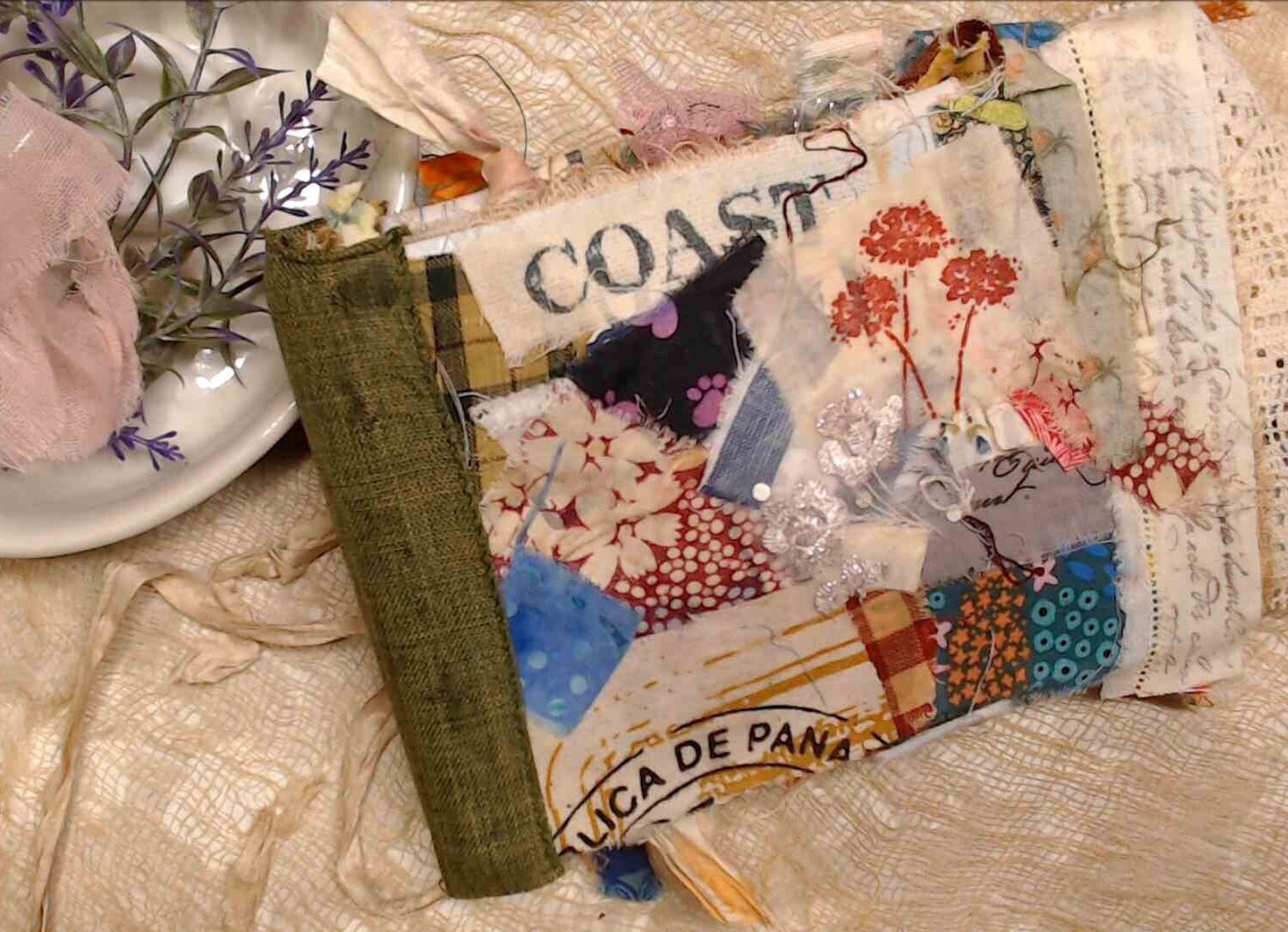 Fabric Scrap Junk Journal, Handmade Scrap Journal, Repurposed ...