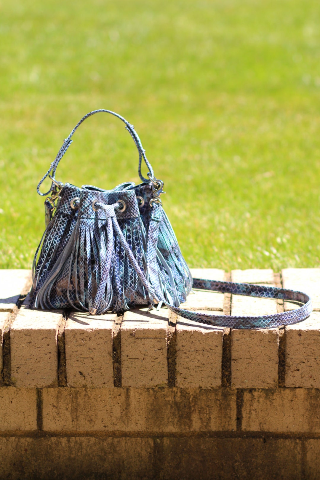 Leather Bucket Bag Fringe Bucket Bag Snake Bucket Bag - Etsy