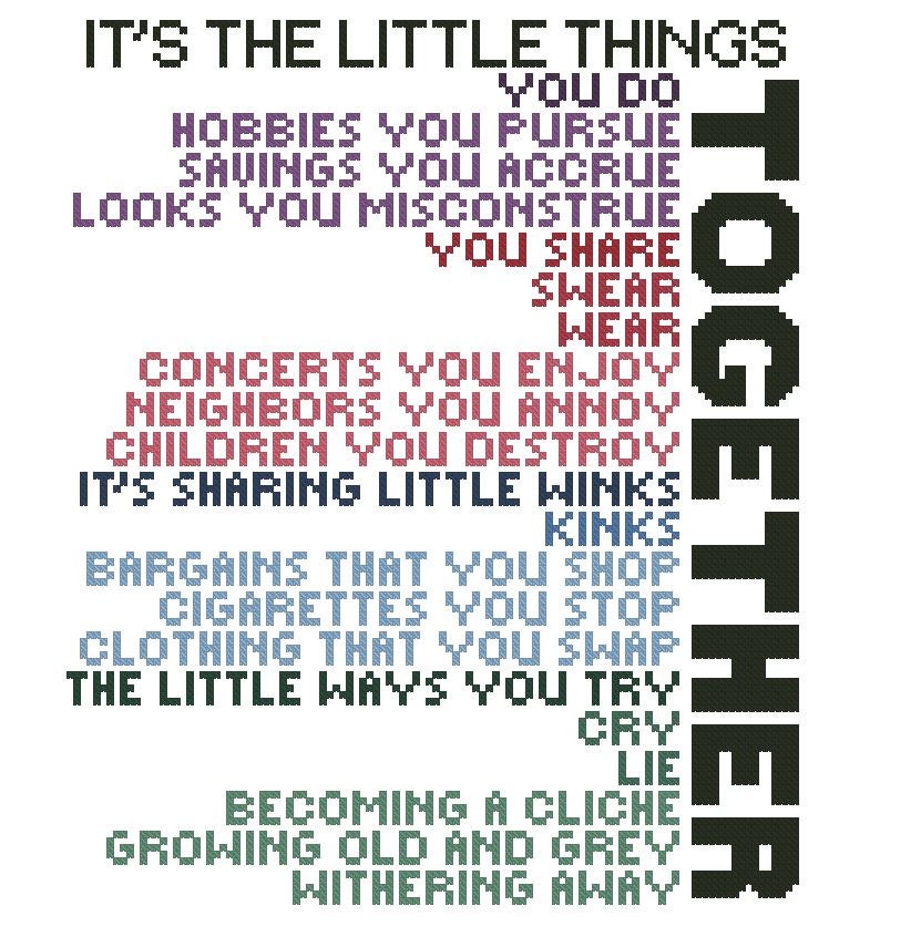 Little Things Lyrics From Sondheim's Company, Cross-stitch Pattern ...