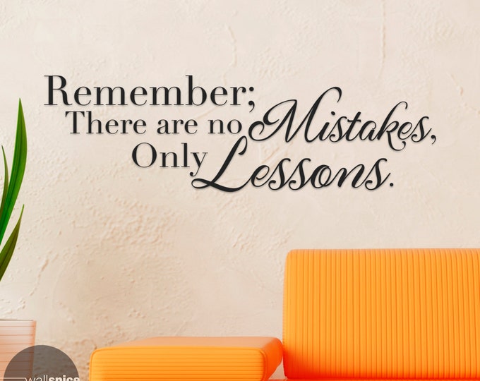 Remember There Are No Mistakes Only Lessons Vinyl Wall Decal | Etsy