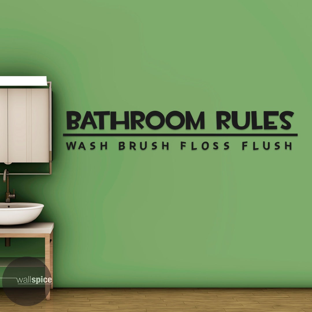 Bathroom Rules Wash Brush Floss Flush Vinyl Wall Decal Sticker - Etsy
