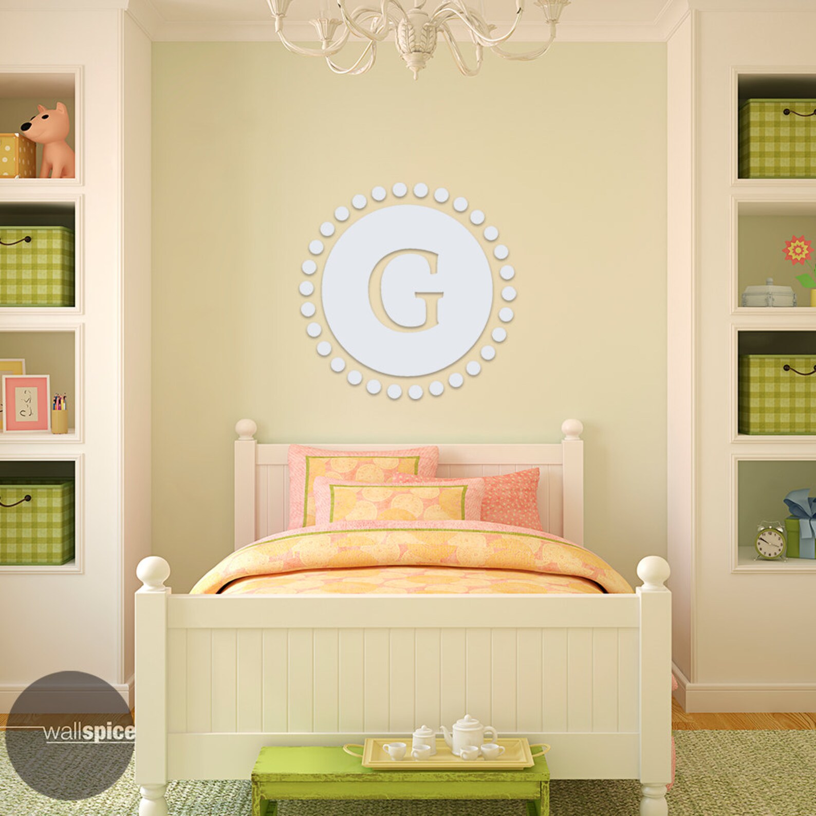 Single Letter Circle Monogram Vinyl Wall Decal Sticker | Etsy