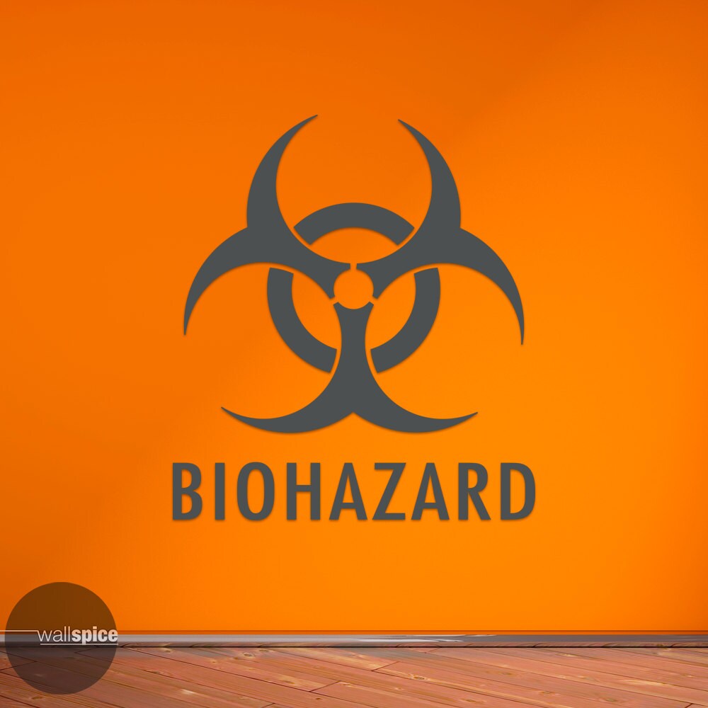 Biohazard Symbol With Text Vinyl Wall Decal Sticker Horror | Etsy