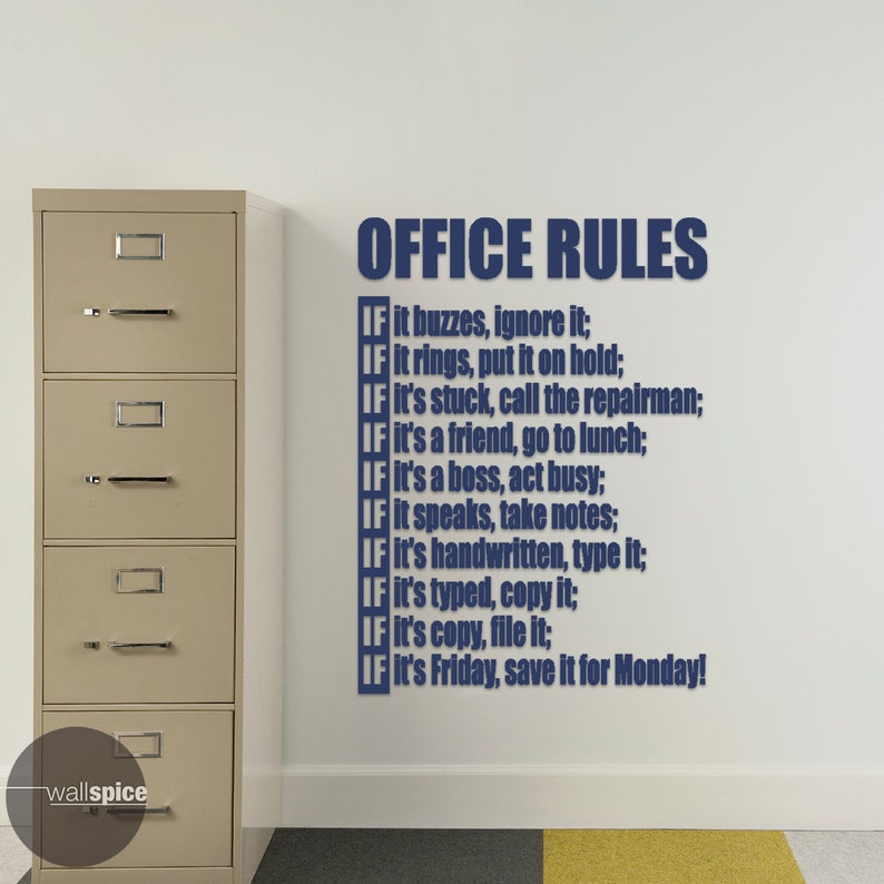 Office Rules Vinyl Wall Decal Sticker - Etsy
