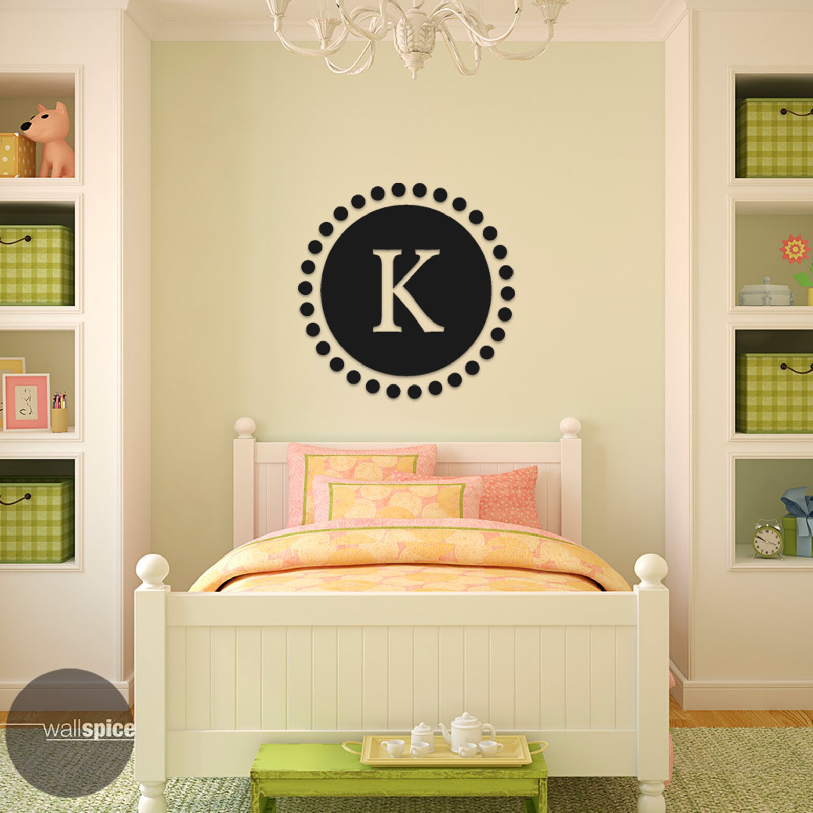 Single Letter Circle Monogram Vinyl Wall Decal Sticker | Etsy