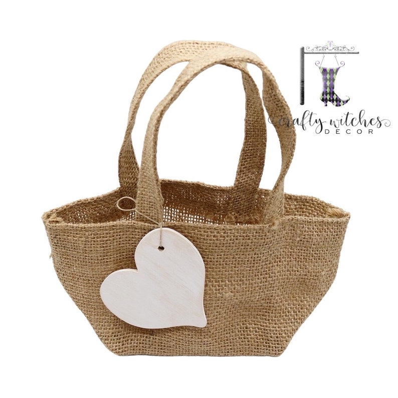 Small Burlap Flower Girl Basket: Rustic Wedding Bag With Heart Charm - Etsy