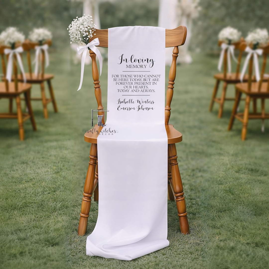 Personalized Wedding in Loving Memory Chair Sign Fabric: Remembrance ...