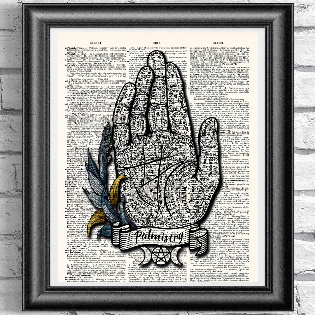Palmistry Hand Diagram Wall Art Poster - Antique Chiromancy Drawing ...