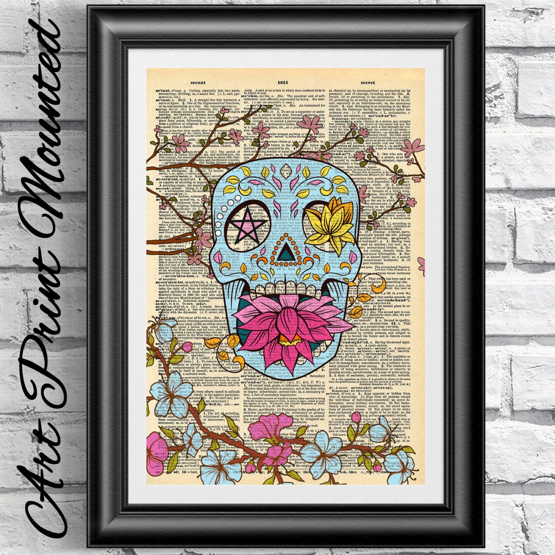 Art Print on Antique Dictionary Book Page Mounted. Day of the | Etsy