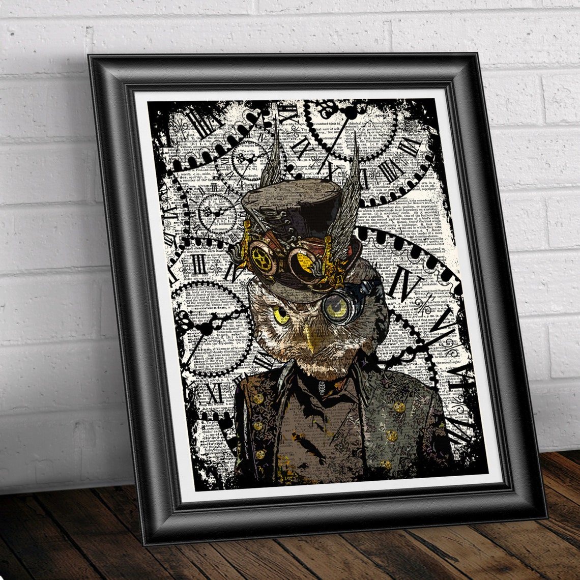 Steampunk Art Print Steampunk Owl Art Book Page Wall Art Wall - Etsy