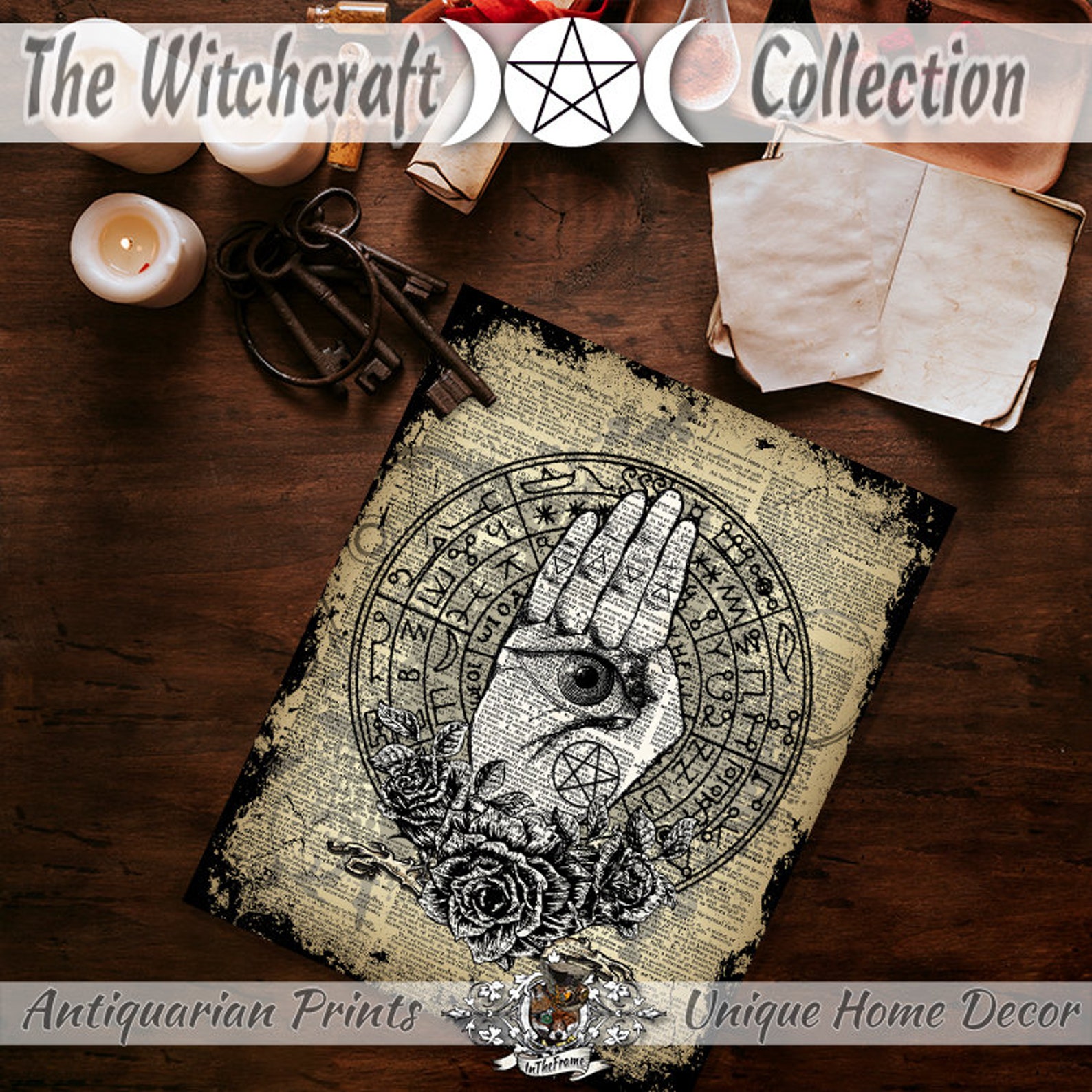 Witchcraft Wiccan Print Pagan Decor Palm Art Work Home | Etsy