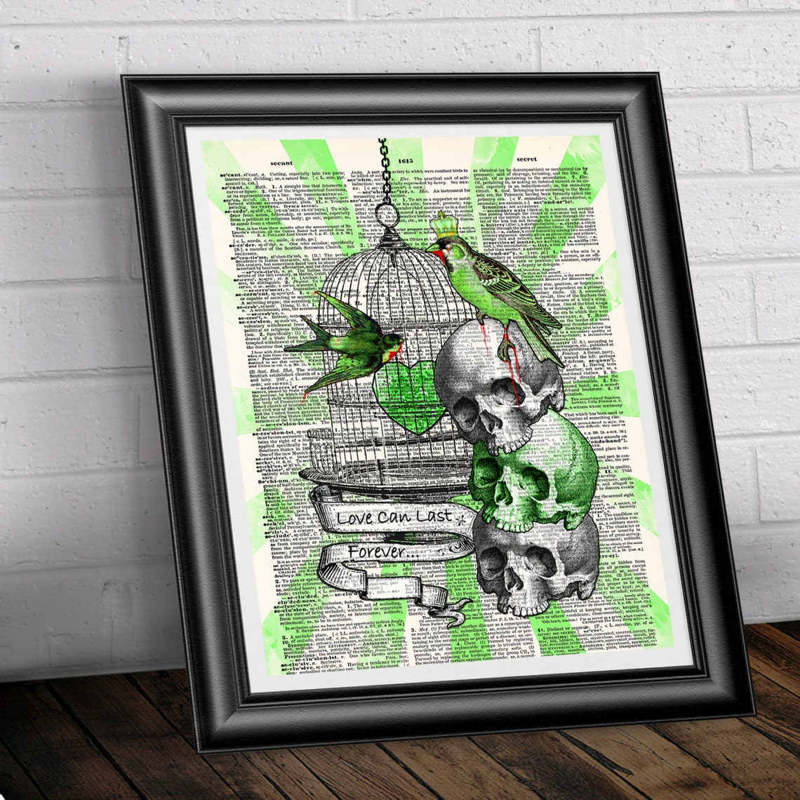 Zombies Art Print, Undead Birds Wall Decor, Goth Print Dictionary Book ...