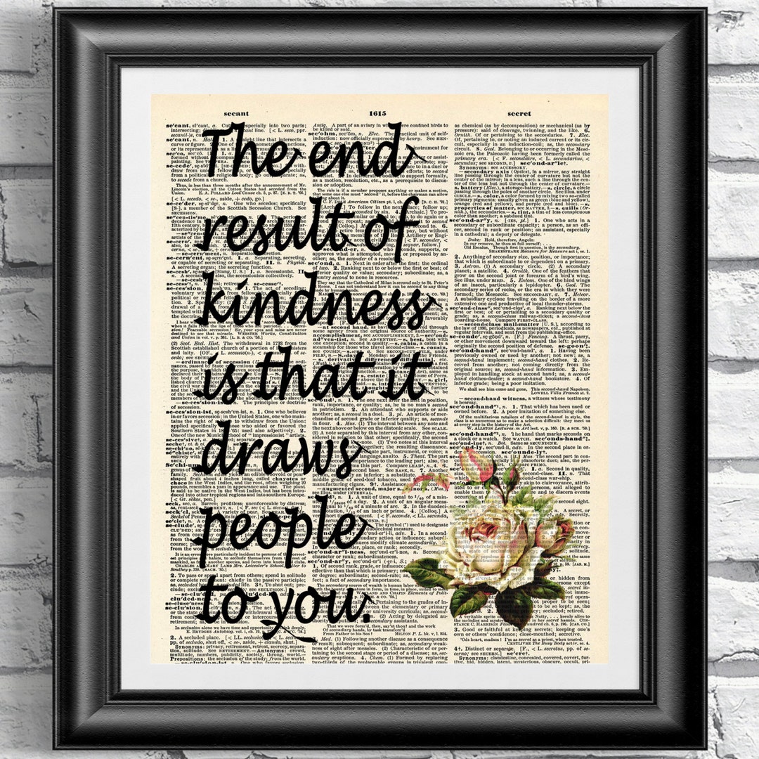 Kindness Quote Art Print: Vintage Dictionary Page Artwork - Etsy