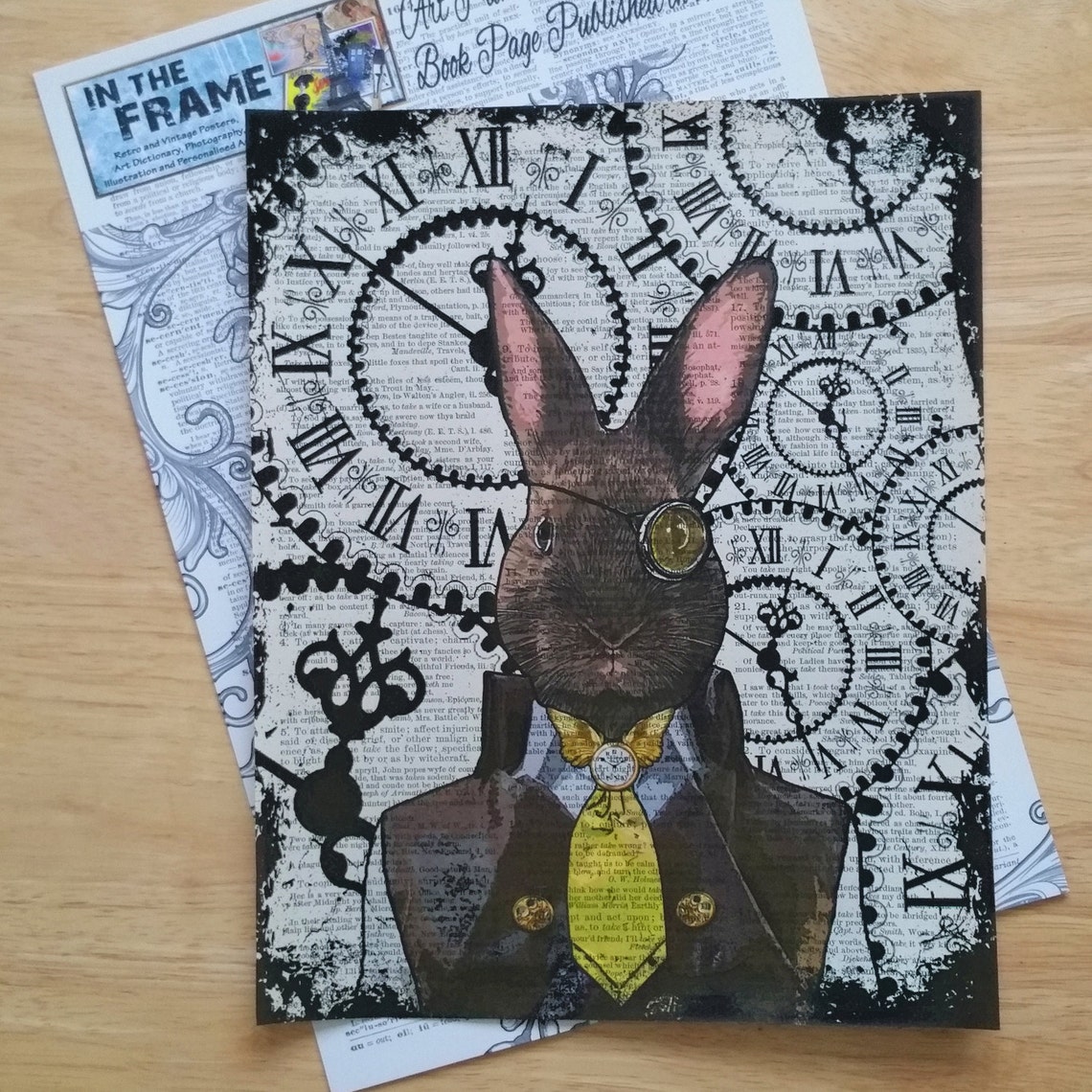 Steampunk Art Print Steampunk Rabbit Art Book Page Wall Art | Etsy UK