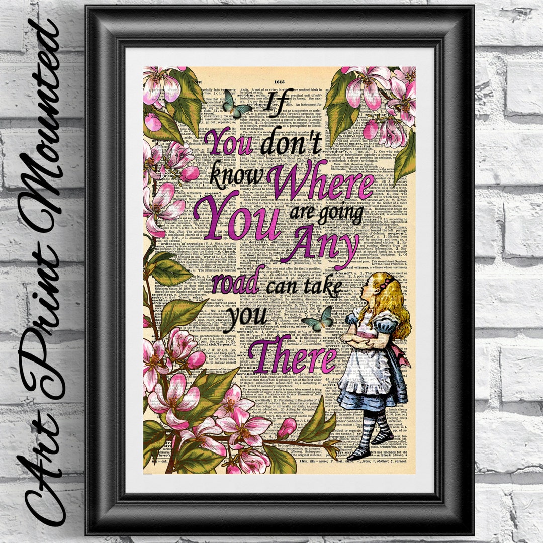 Art Print on Antique Dictionary Book Page Mounted Vintage Alice in ...