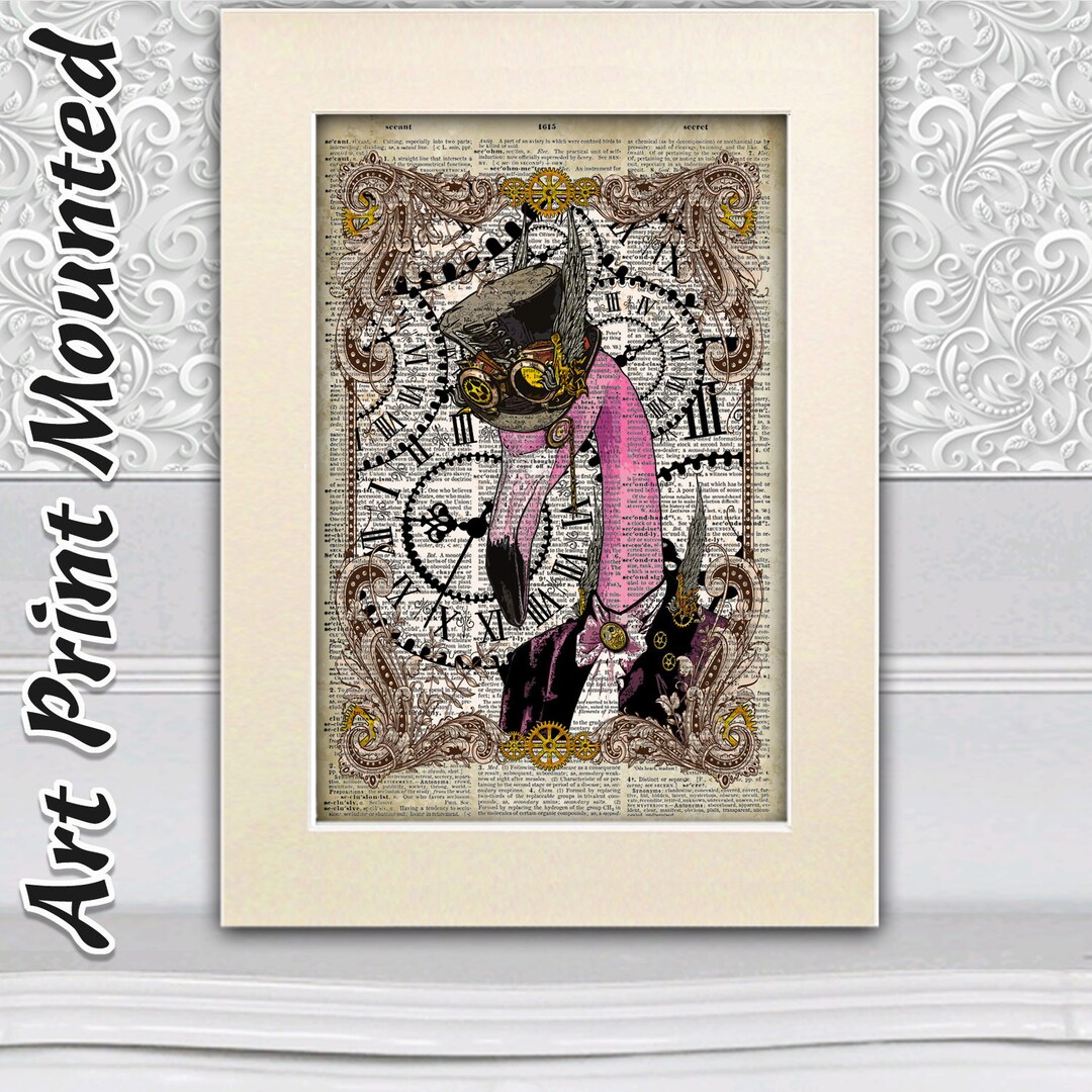 Flamingo Art Print, Steampunk, Wall Hangings, Animal Wall Decor ...