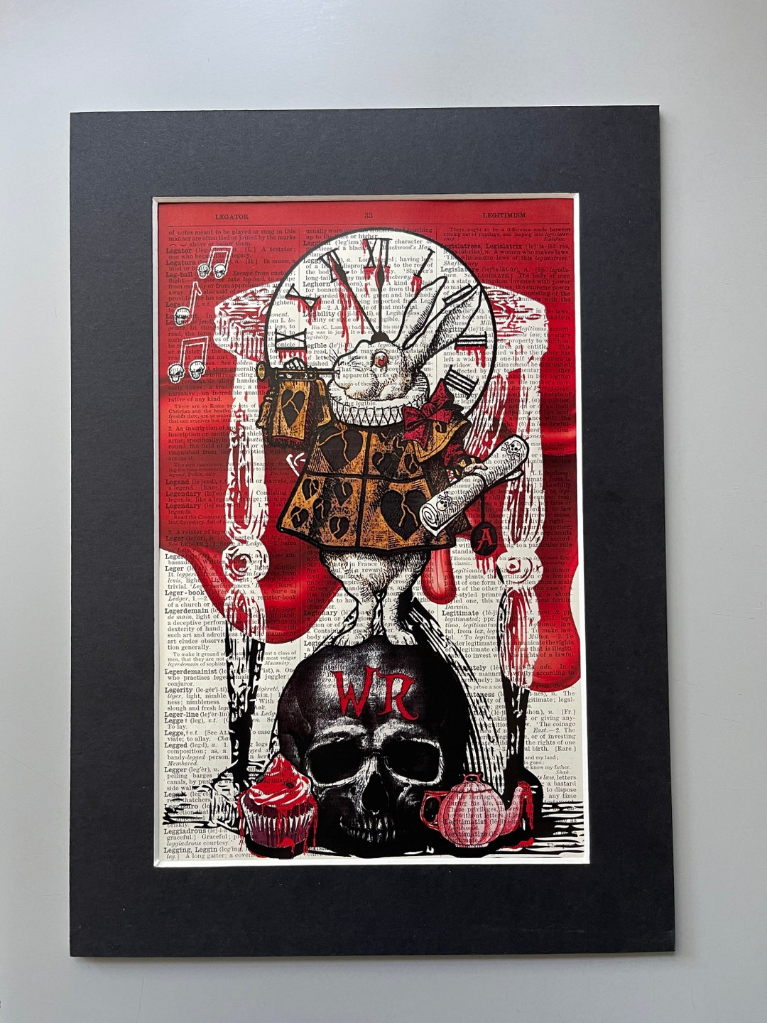 Gothic White Rabbit, Alice in Wonderland Print, Gothic Print, Special ...