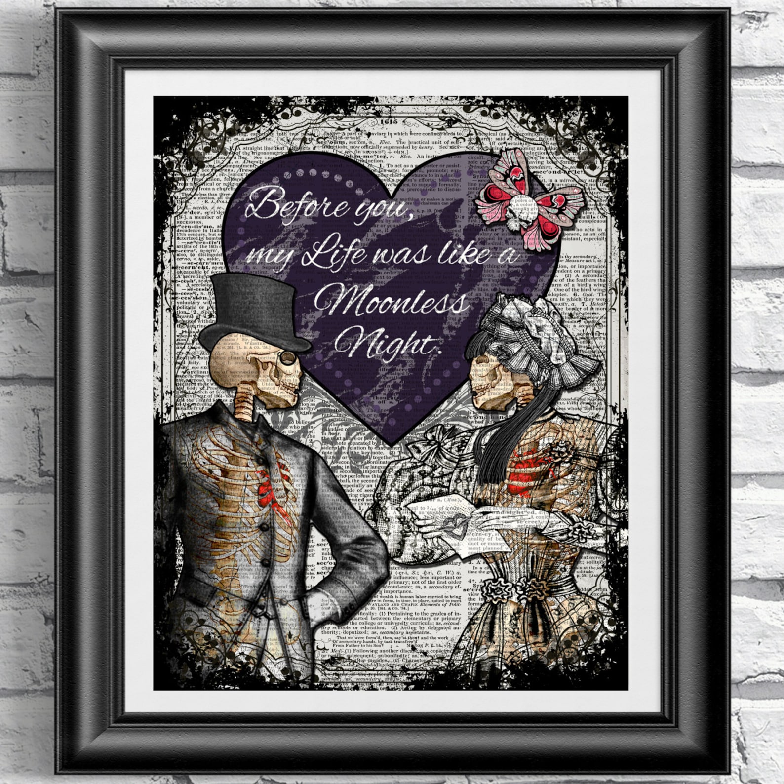 Victorian Anatomical Skeletons Poster, Dictionary Book Page, Romantic ...