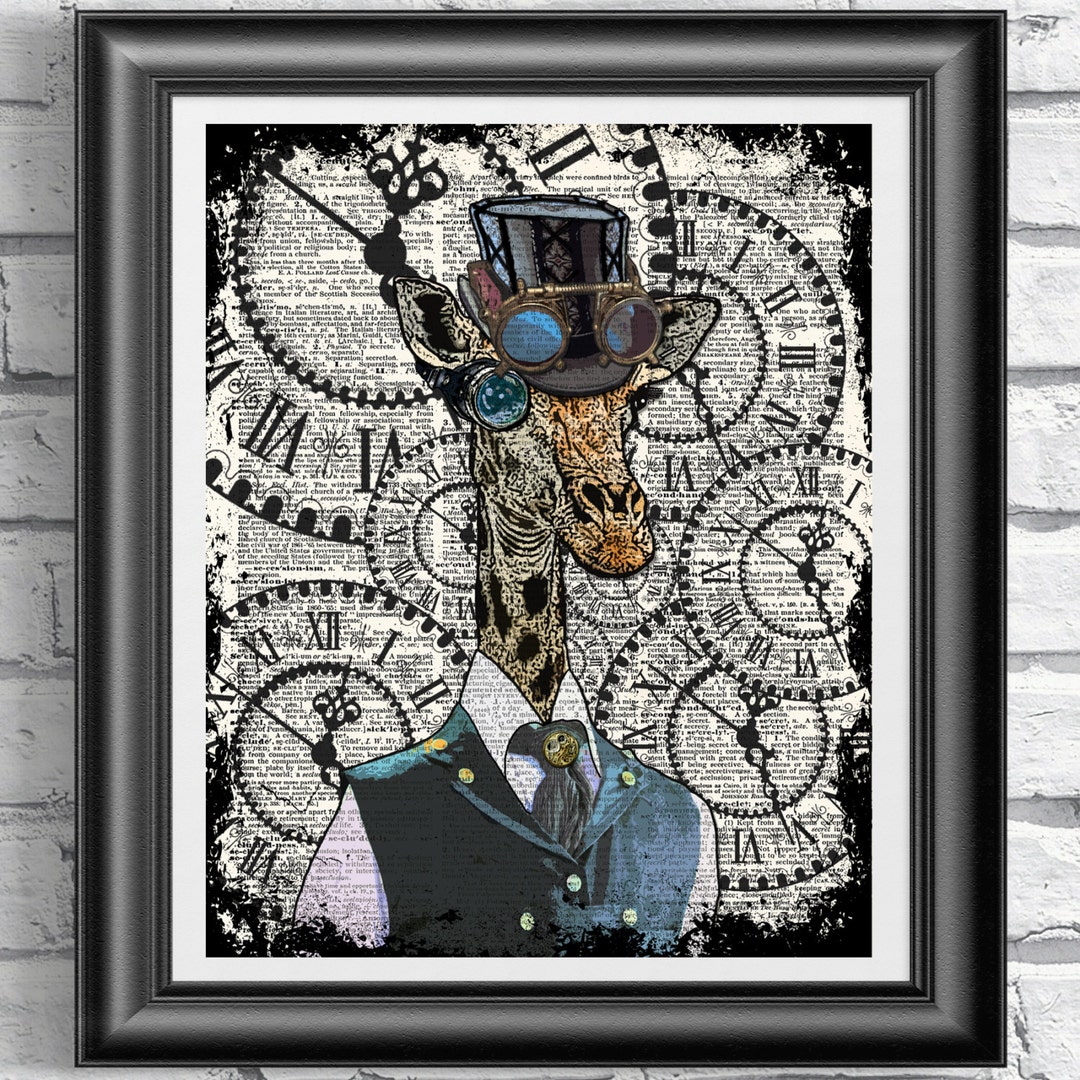 STEAMPUNK Giraffe Painting ORIGINAL Art, Steampunk Decor Steampunk ...