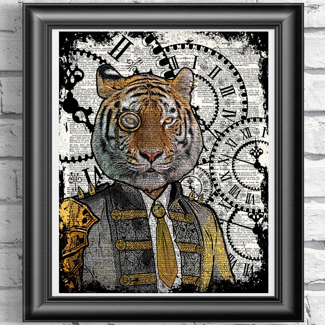 Steampunk Tiger Art Print Wall Decor, Tiger Poster Artwork, Kids ...