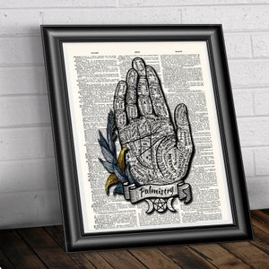 Palmistry Hand Diagram Wall Art Poster - Antique Chiromancy Drawing ...