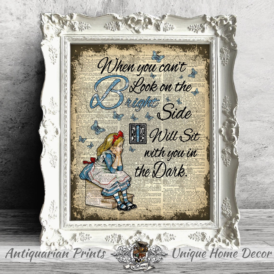 Alice in Wonderland Bright Side Quote Wall Art Poster - Etsy