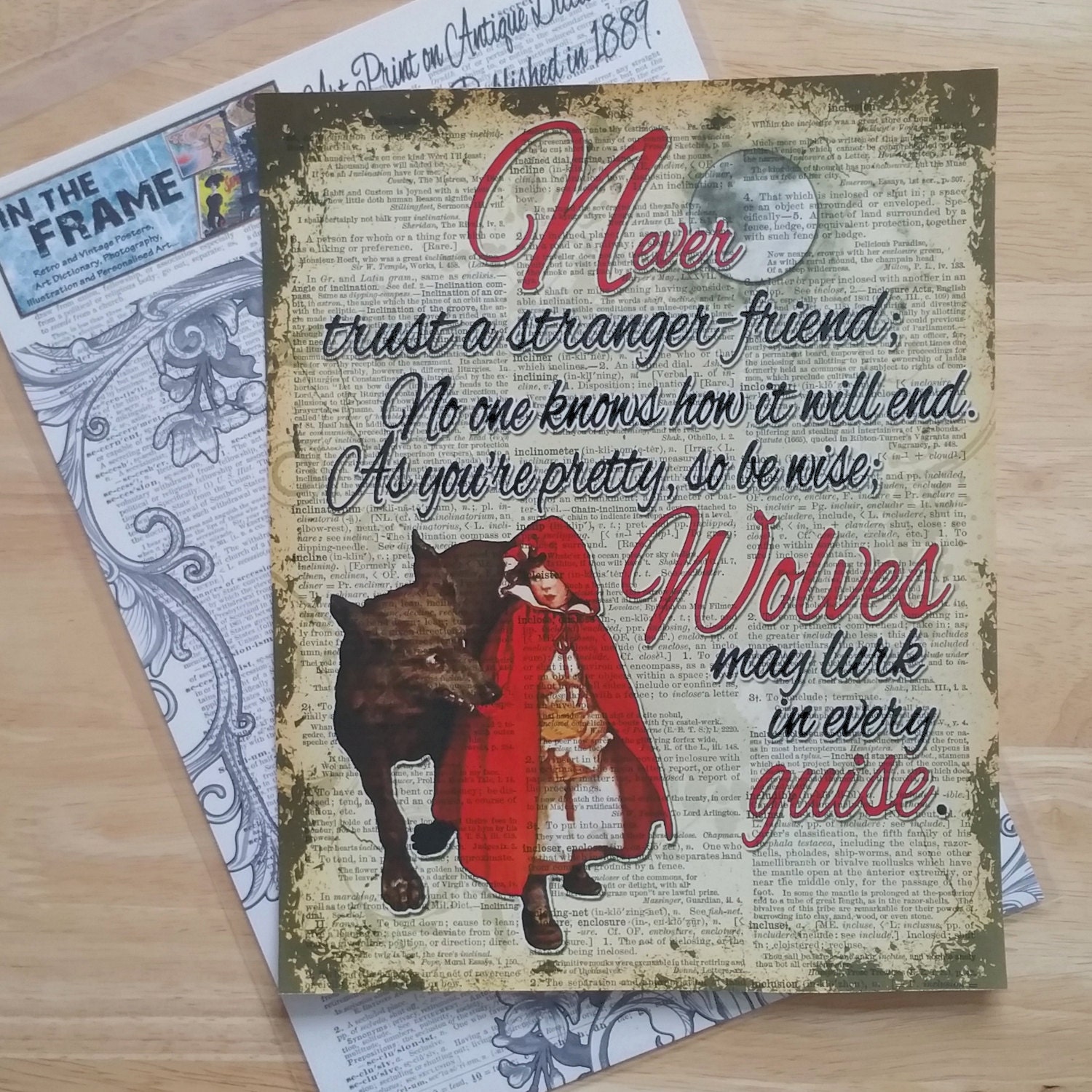 Little Red Riding Hood Dictionary Book Page Print Wall - Etsy