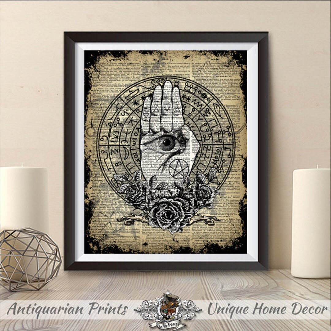 Witchcraft Wiccan Print - Pagan Decor - Palm Art Work Home Decor ...