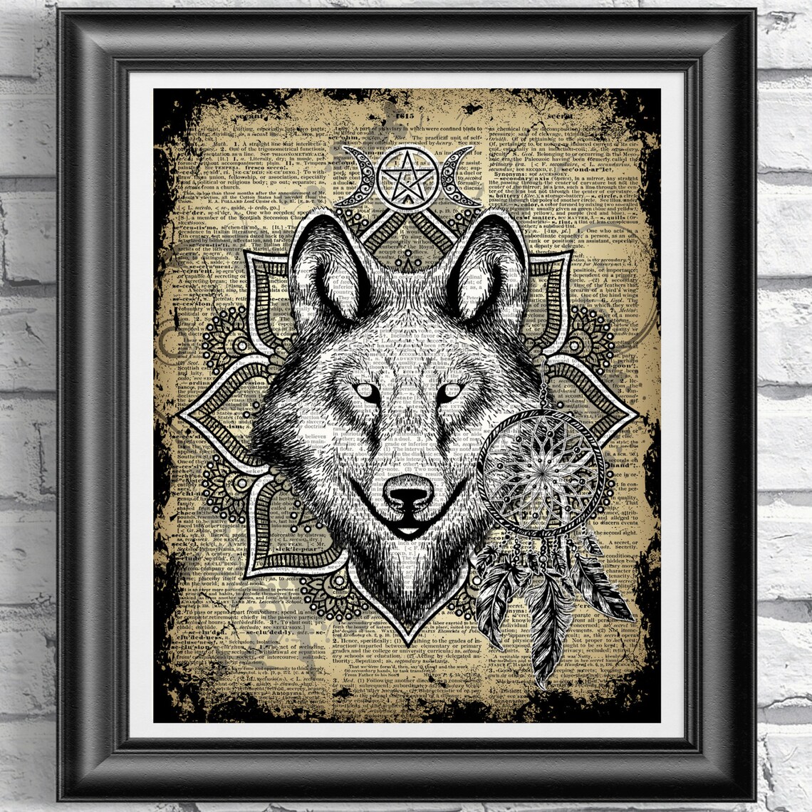 Witchcraft Wiccan Print Wolf Print Dreamcatcher Pagan Art - Etsy
