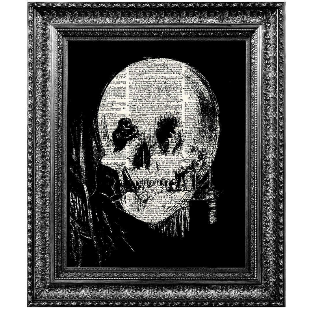 Skull Optical Illusion on a Dictionary Book Page. Gothic Home Decor ...