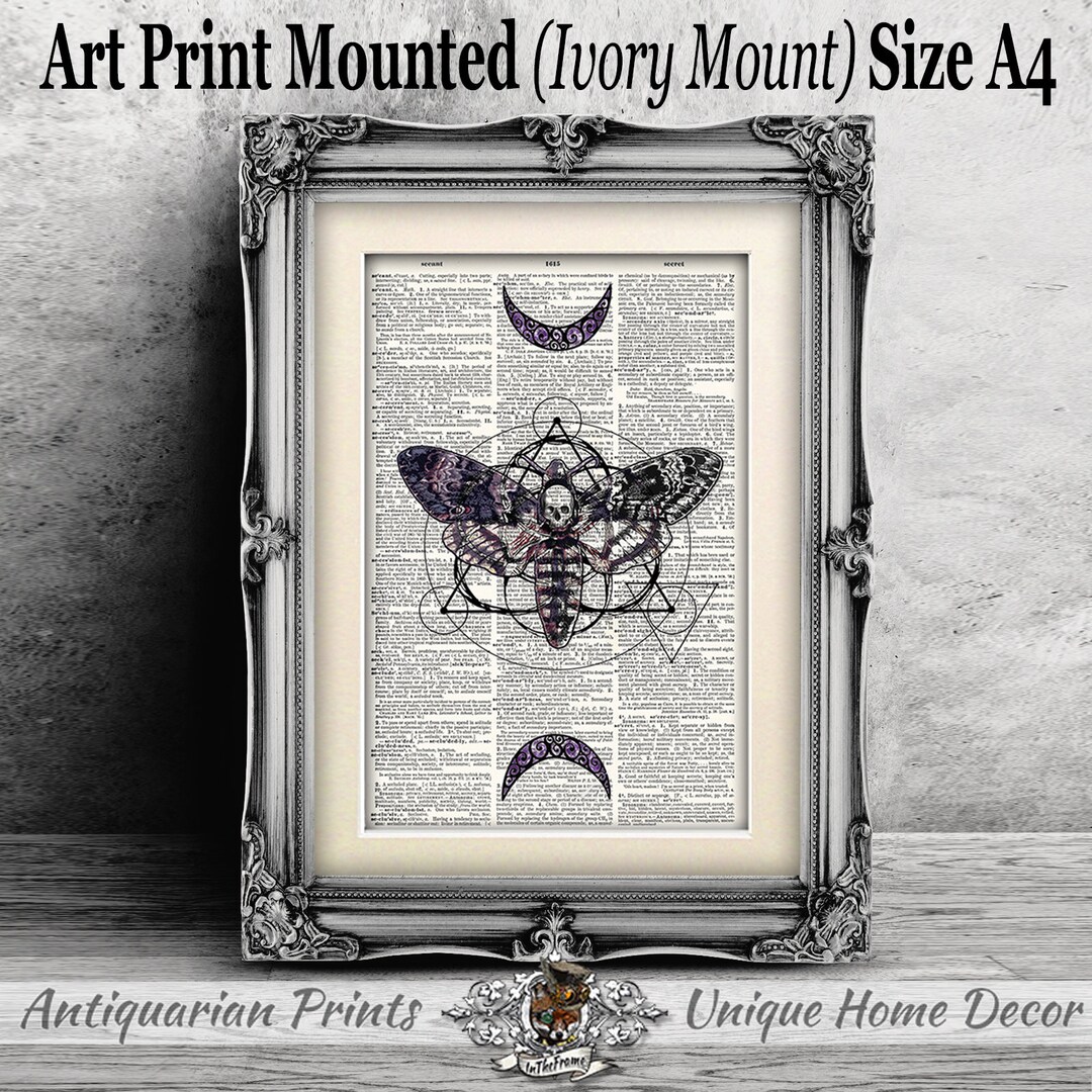 Purple Death Moth Art Print, Moon Illustration, Insect Art Work on an ...