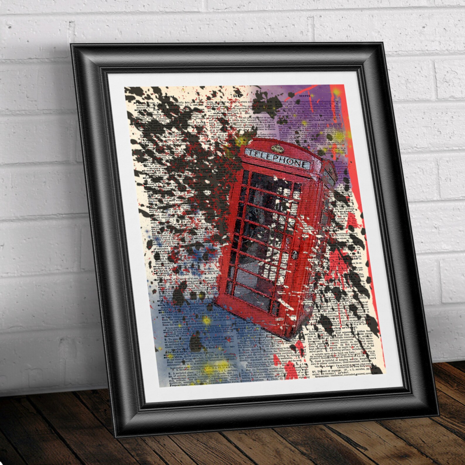 English Red Phone Box Book Page Print. Art Print on Antique Dictionary ...