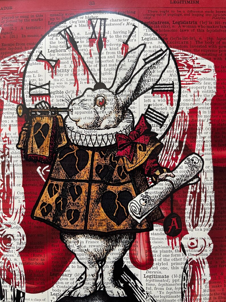 Gothic White Rabbit Alice in Wonderland Print Gothic Print - Etsy