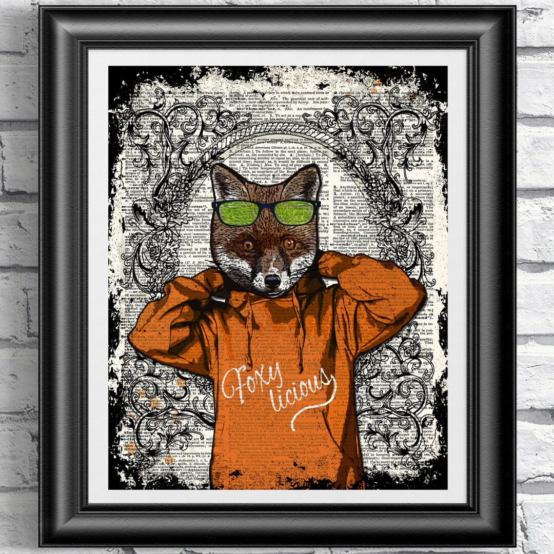 Fox Dictionary Book Page Print Hipster Animal Art Print on - Etsy