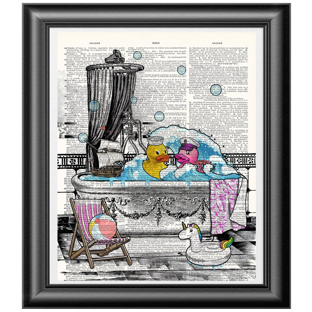 Rubber Ducks Print, Yellow and Pink Ducks, Dictionary Art Print ...
