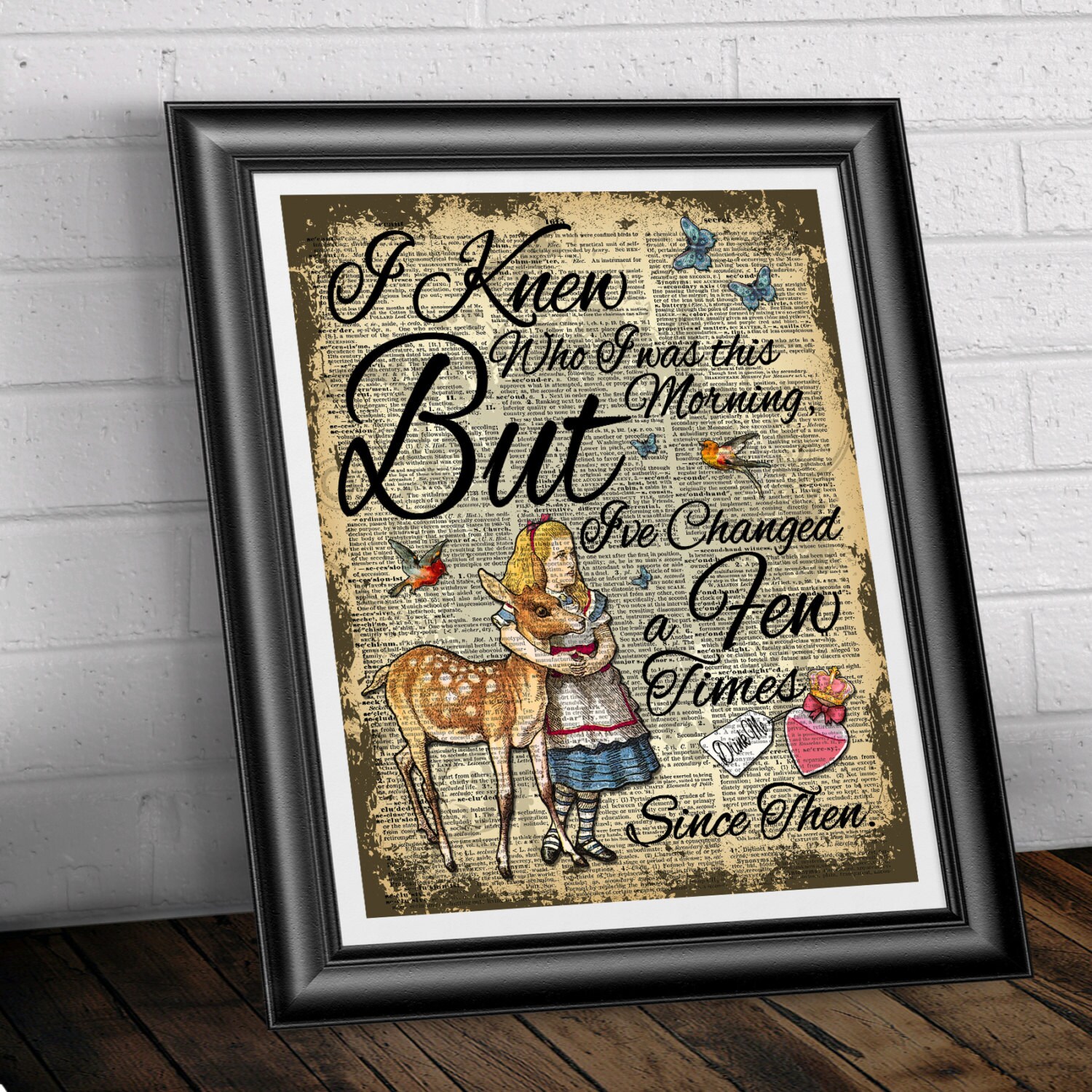 Alice in Wonderland and the Fawn Book Page Art. Dictionary - Etsy