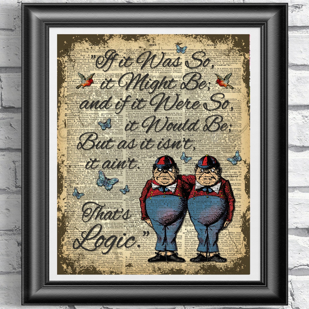 Alice in Wonderland Tweedle Dee Tweedle Dum, Book Page Art Print, Mixed ...