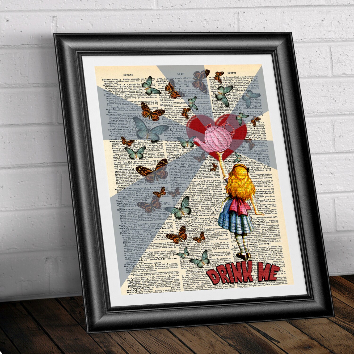 Art print on antique Dictionary book page. Vintage artwork | Etsy