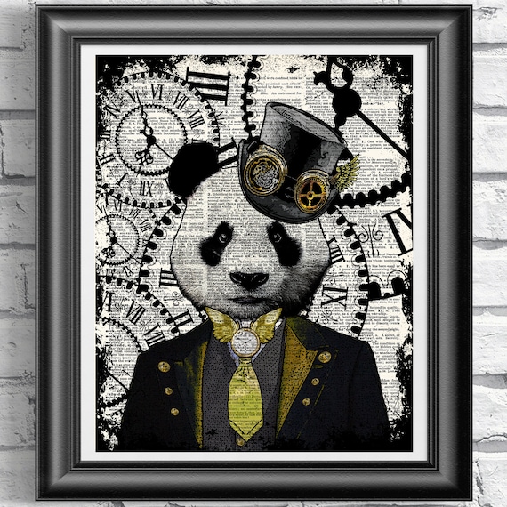 Steampunk Panda Art Print Panda Art Print Art Print on | Etsy UK