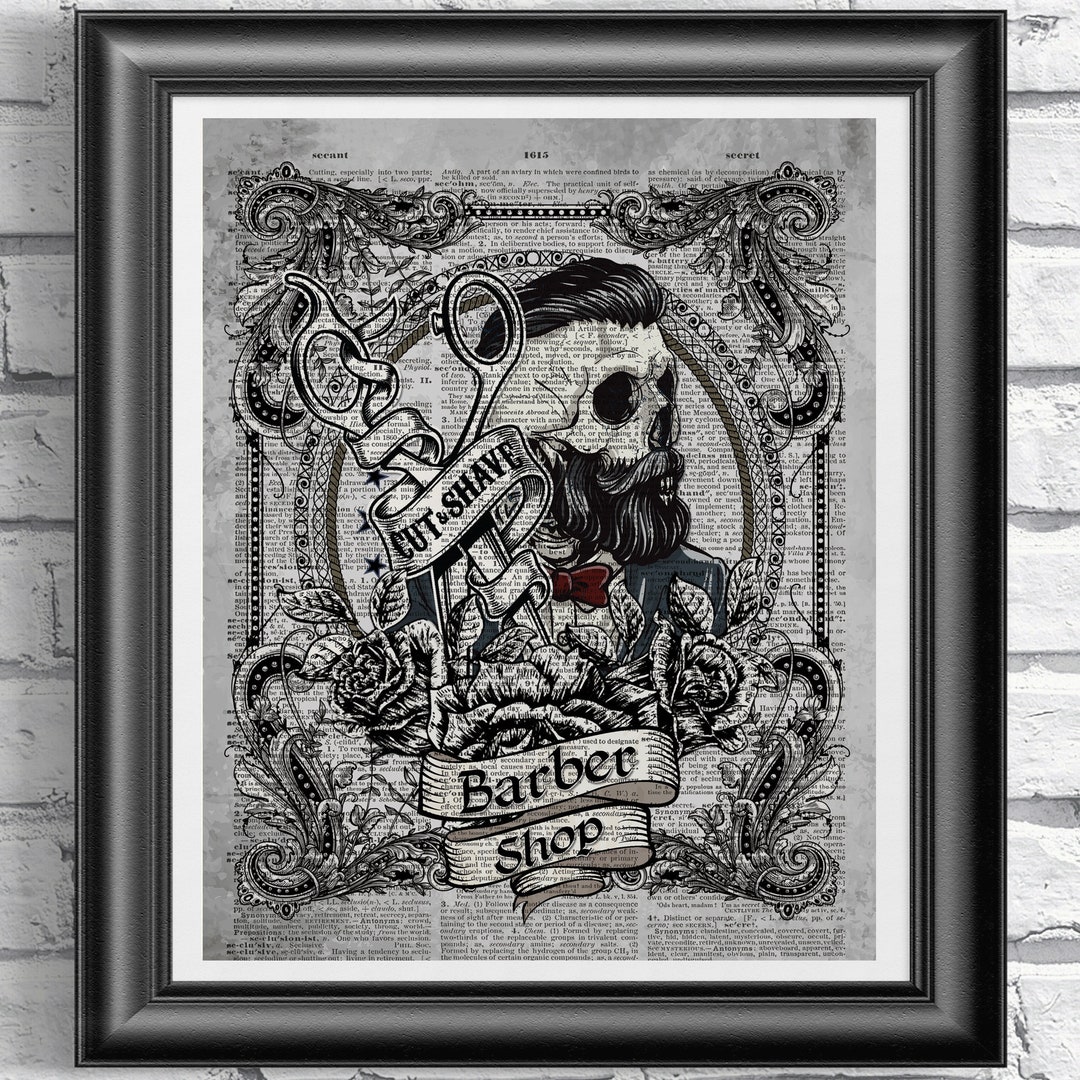 Barber Shop, Cut and Shave Art Print, Wall Decor Hairdresser, Scissors ...