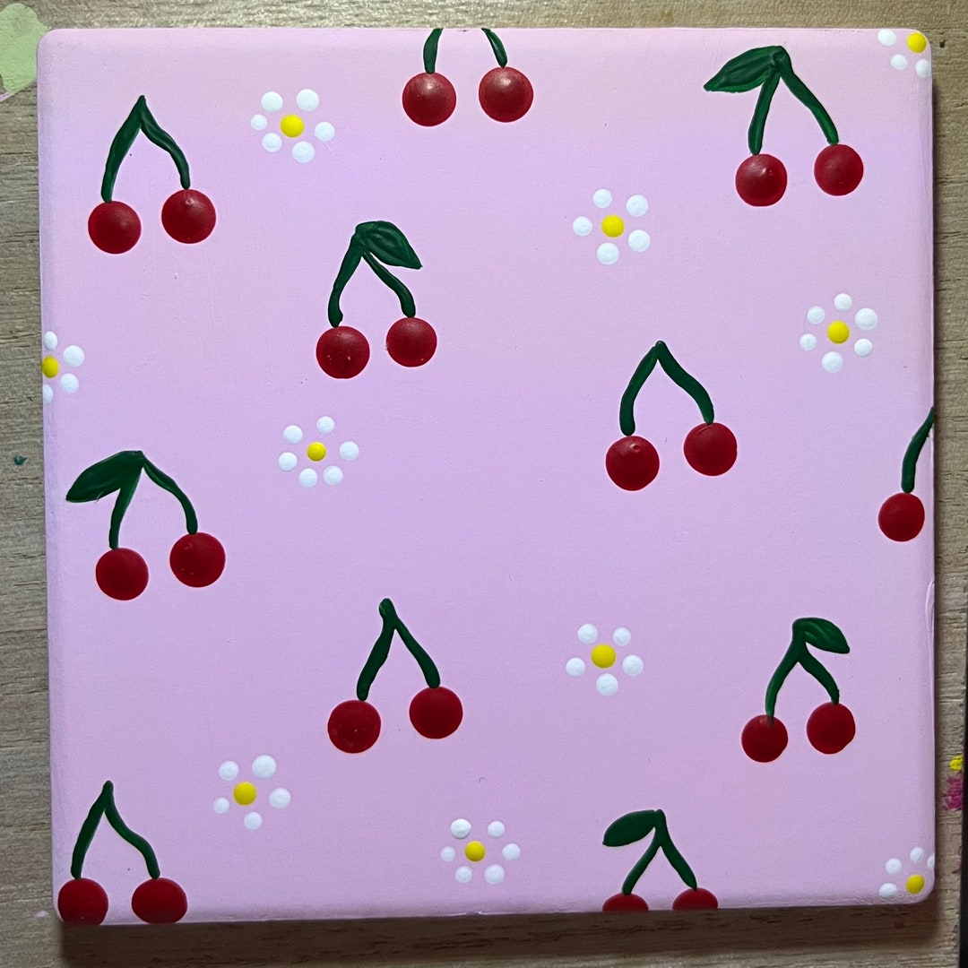 Hand-painted Cherry Coaster - Custom-made Decoration - Etsy