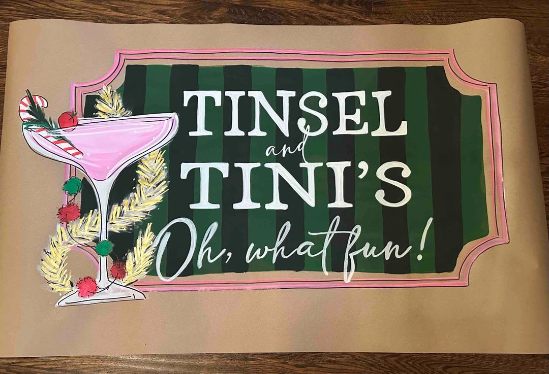 Tinsel and Tinis, Oh What Fun, Pink Martini Holiday Theme Painted ...