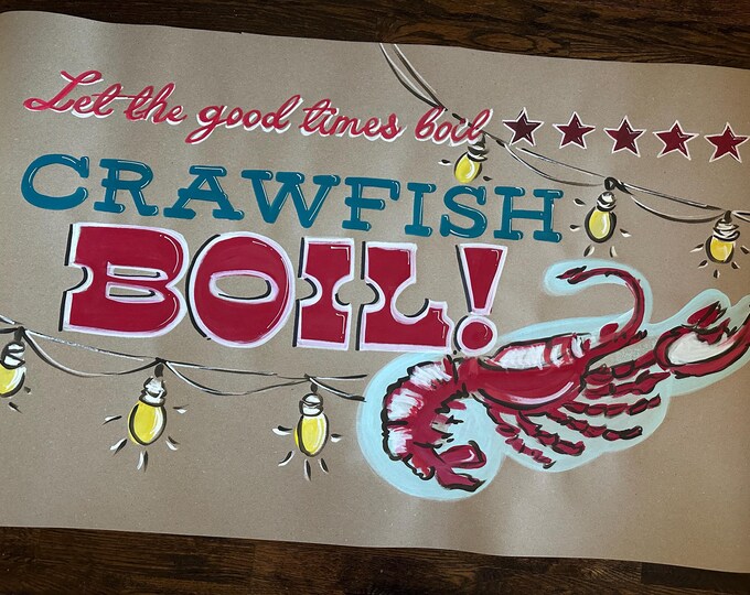 Ready to Ship - Crawfish Boil Banner, Painted Butcher/brown Paper ...