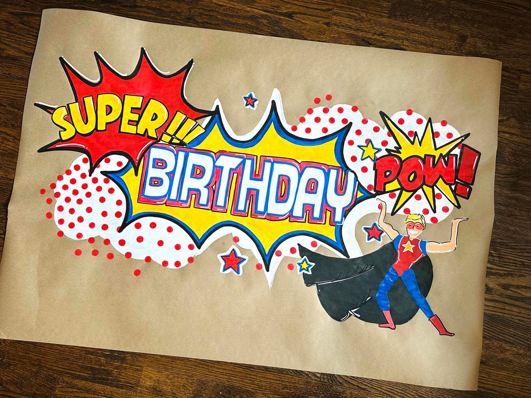 Ready to Ship- Customizable - Super Hero, Pop Art Comic Book Birthday ...